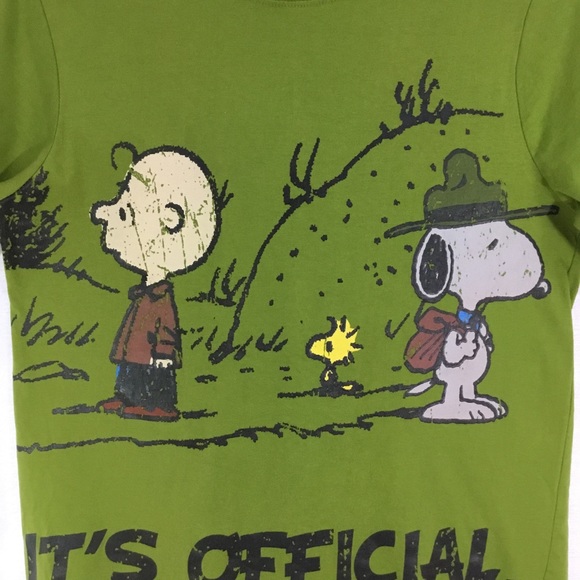 Peanuts | Tops | Peanuts Lime Green Charlie Brown Snoopy Tee Shirt ...